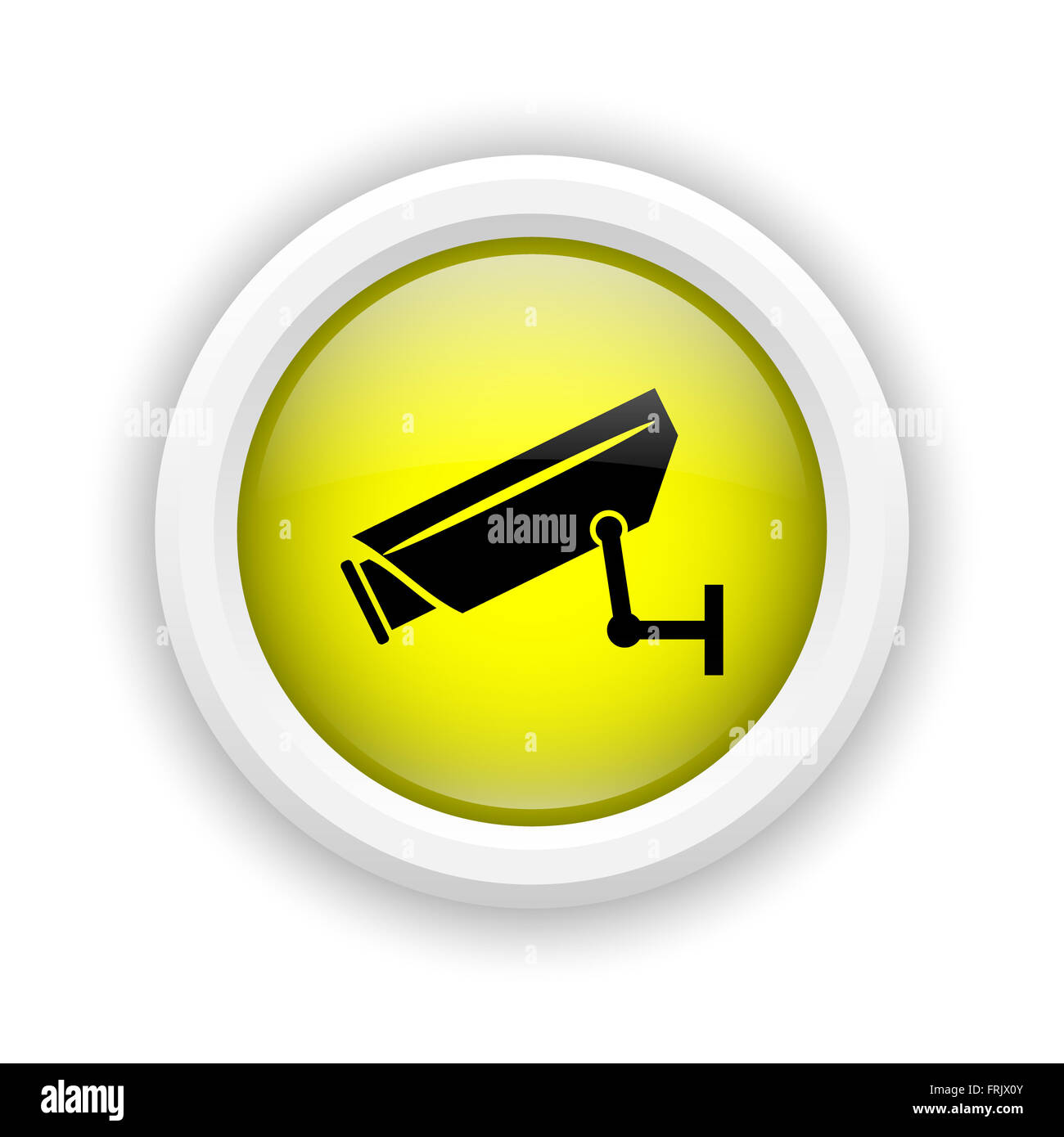 Round plastic icon with black design on yellow background Stock Photo ...