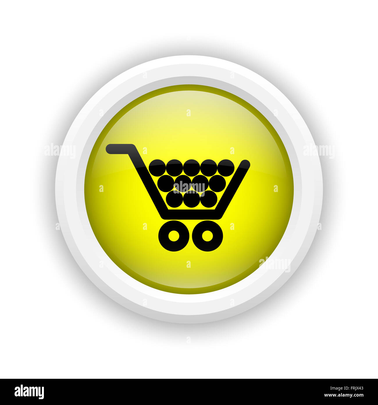 Round plastic icon with black design on yellow background Stock Photo ...