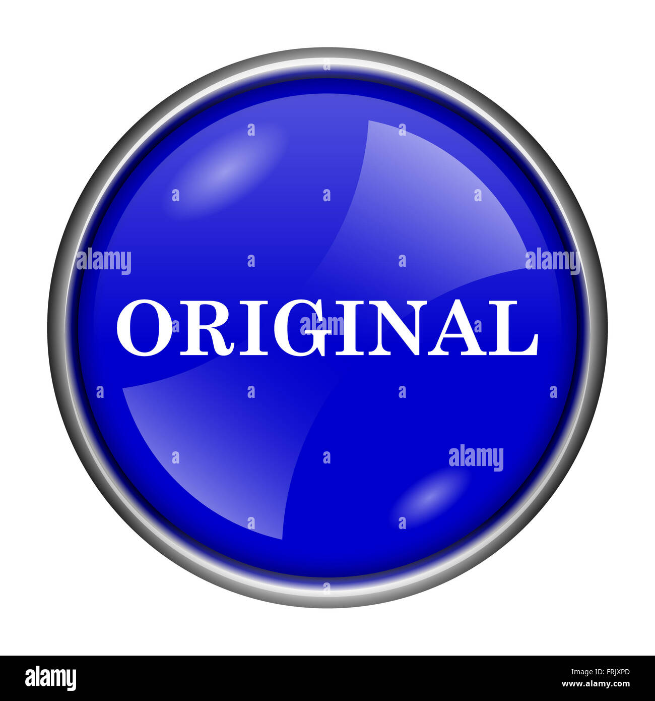 Round glossy icon with white design on blue background Stock Photo - Alamy