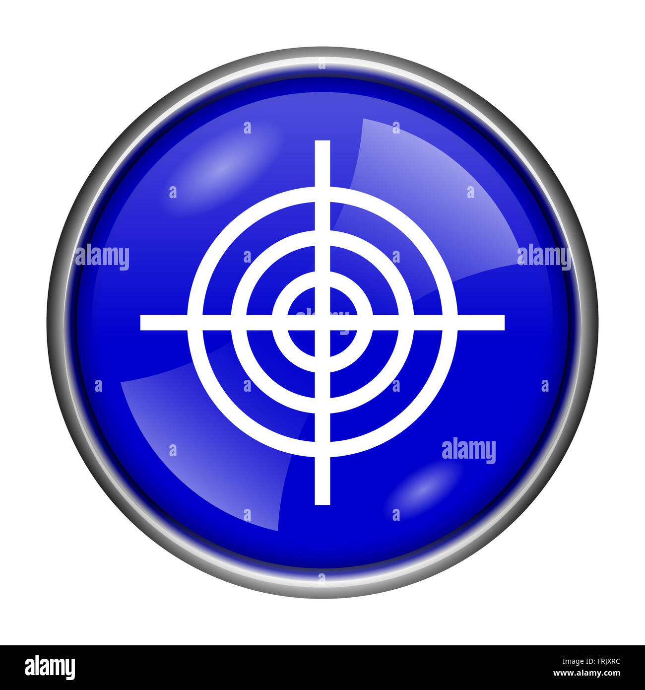 Round glossy icon with white design on blue background Stock Photo - Alamy