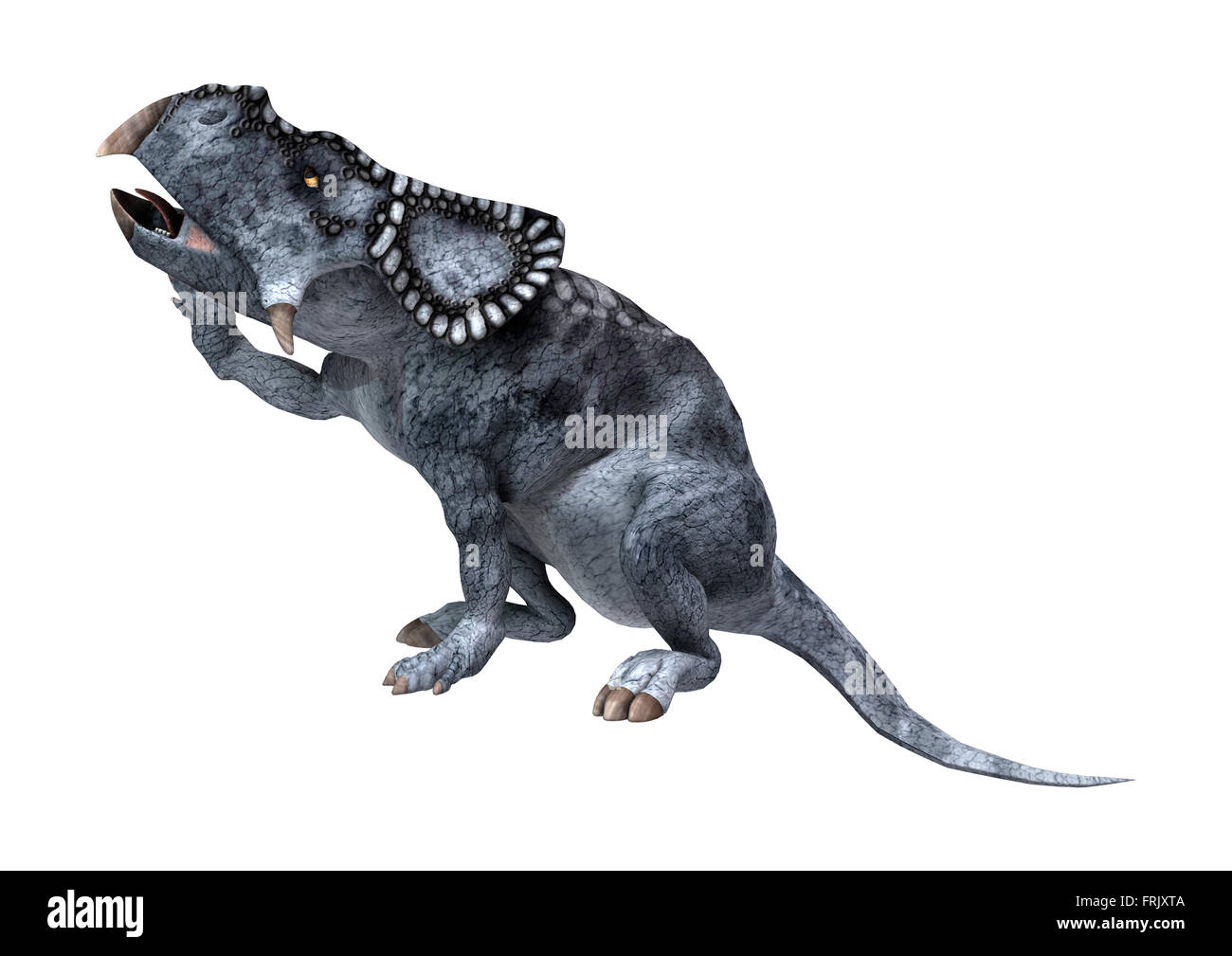 Digital render of a dinosaur protoceratops isolated on white background ...