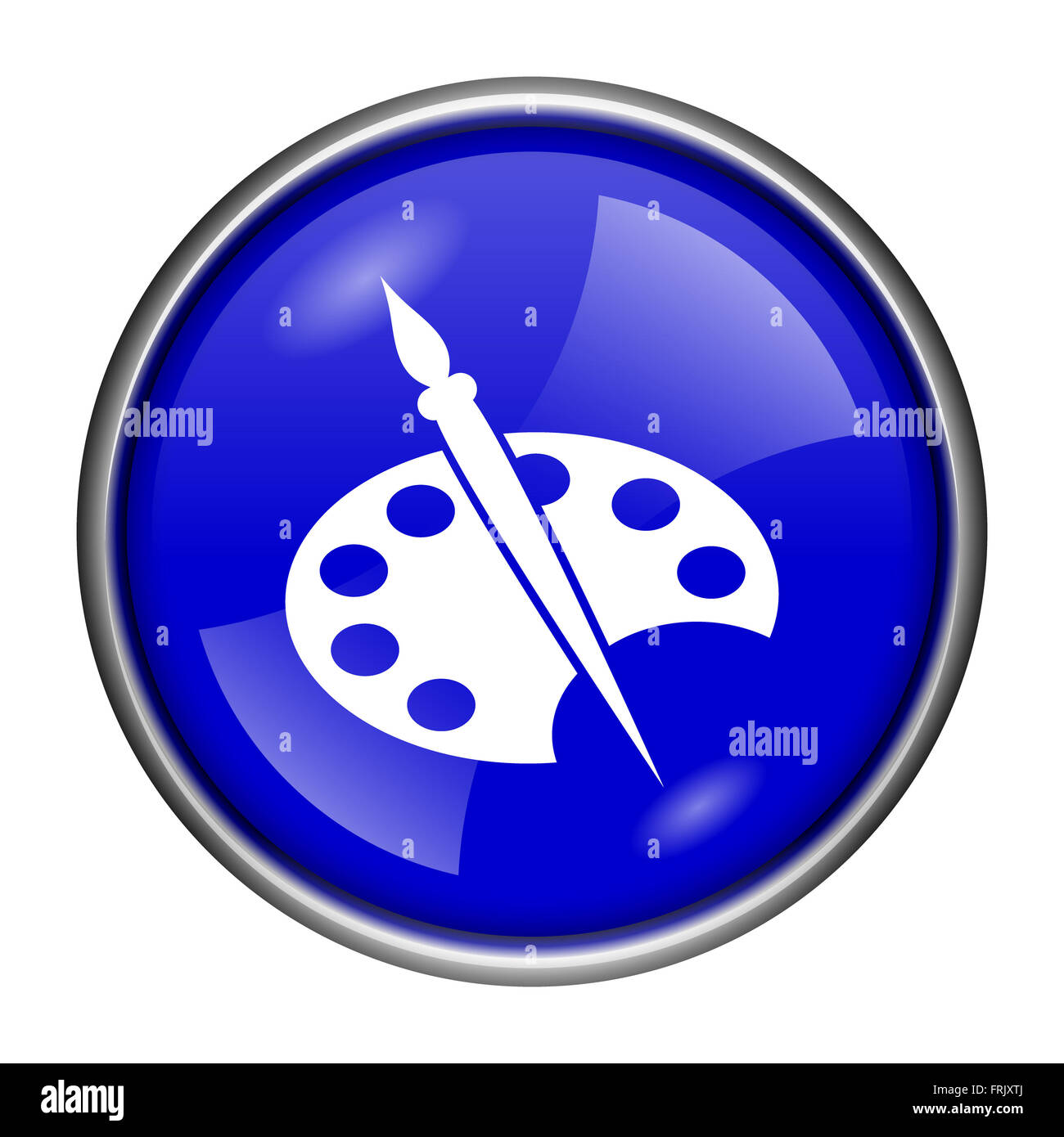 Round glossy icon with white design on blue background Stock Photo - Alamy