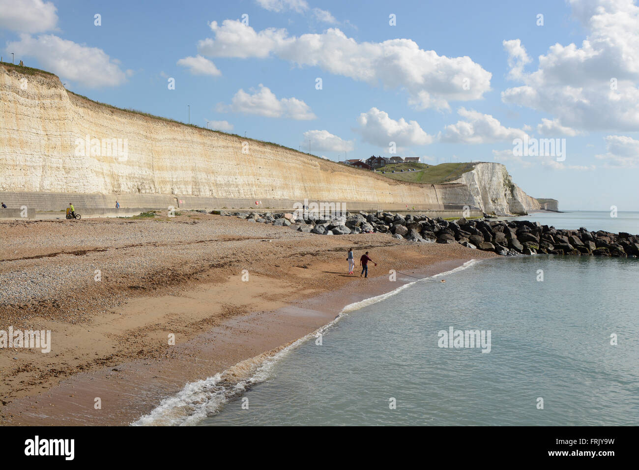 Seafront and cliffs at Rottingdean near Brighton, East Sussex, England ...