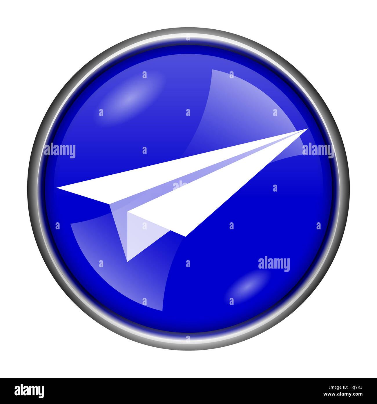 Blue shiny glossy icon on white background Stock Photo - Alamy