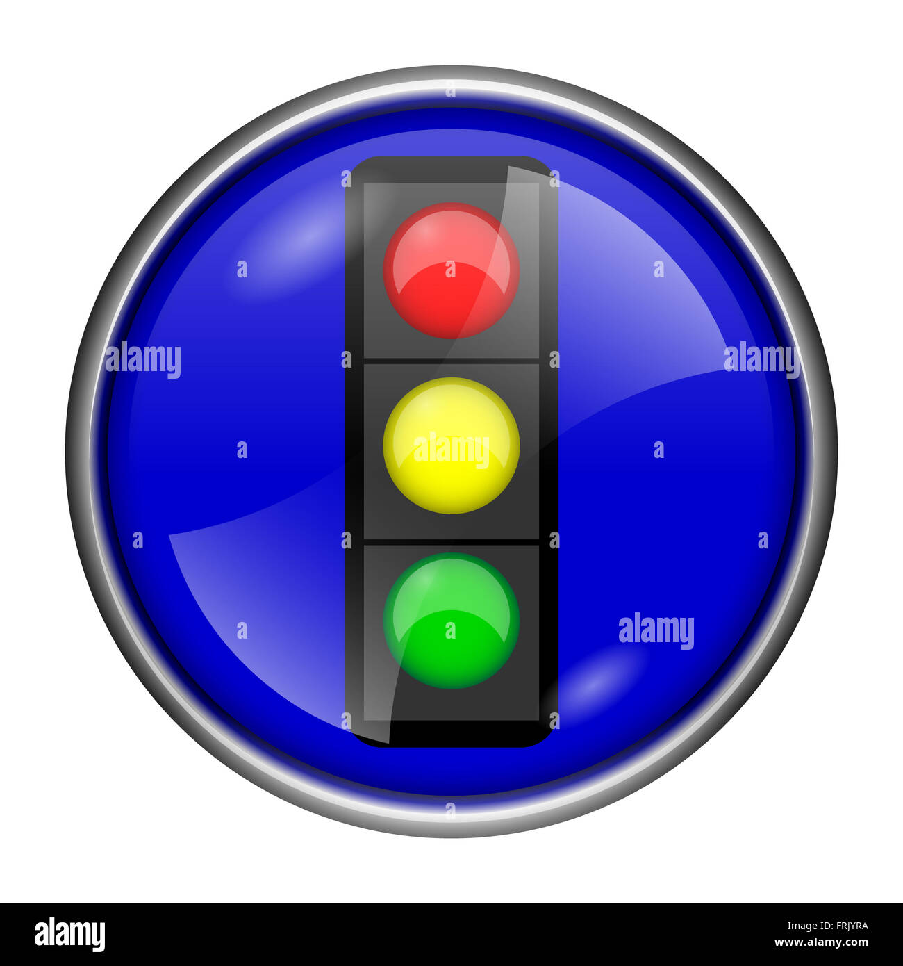 Blue shiny glossy icon on white background Stock Photo - Alamy