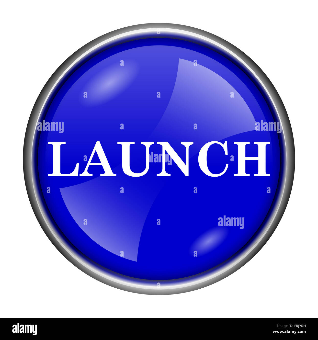 Blue shiny glossy icon on white background Stock Photo - Alamy