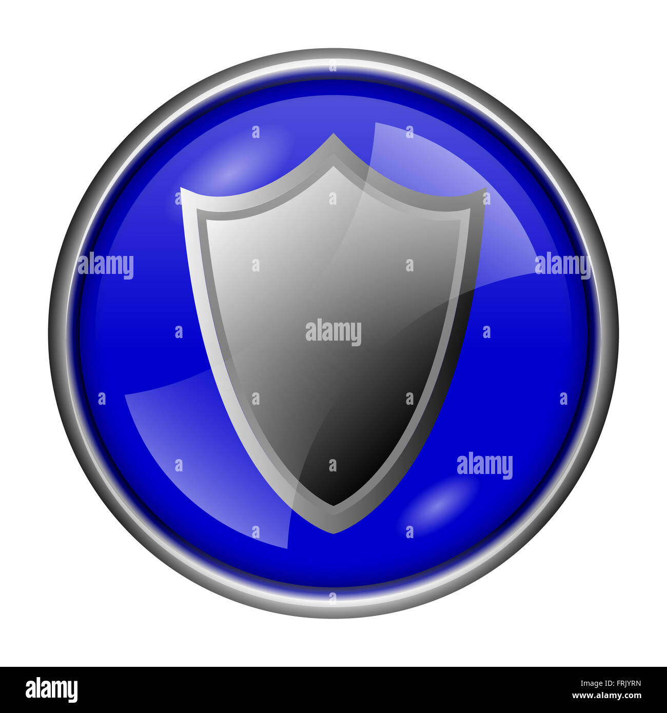Blue shiny glossy icon on white background Stock Photo - Alamy