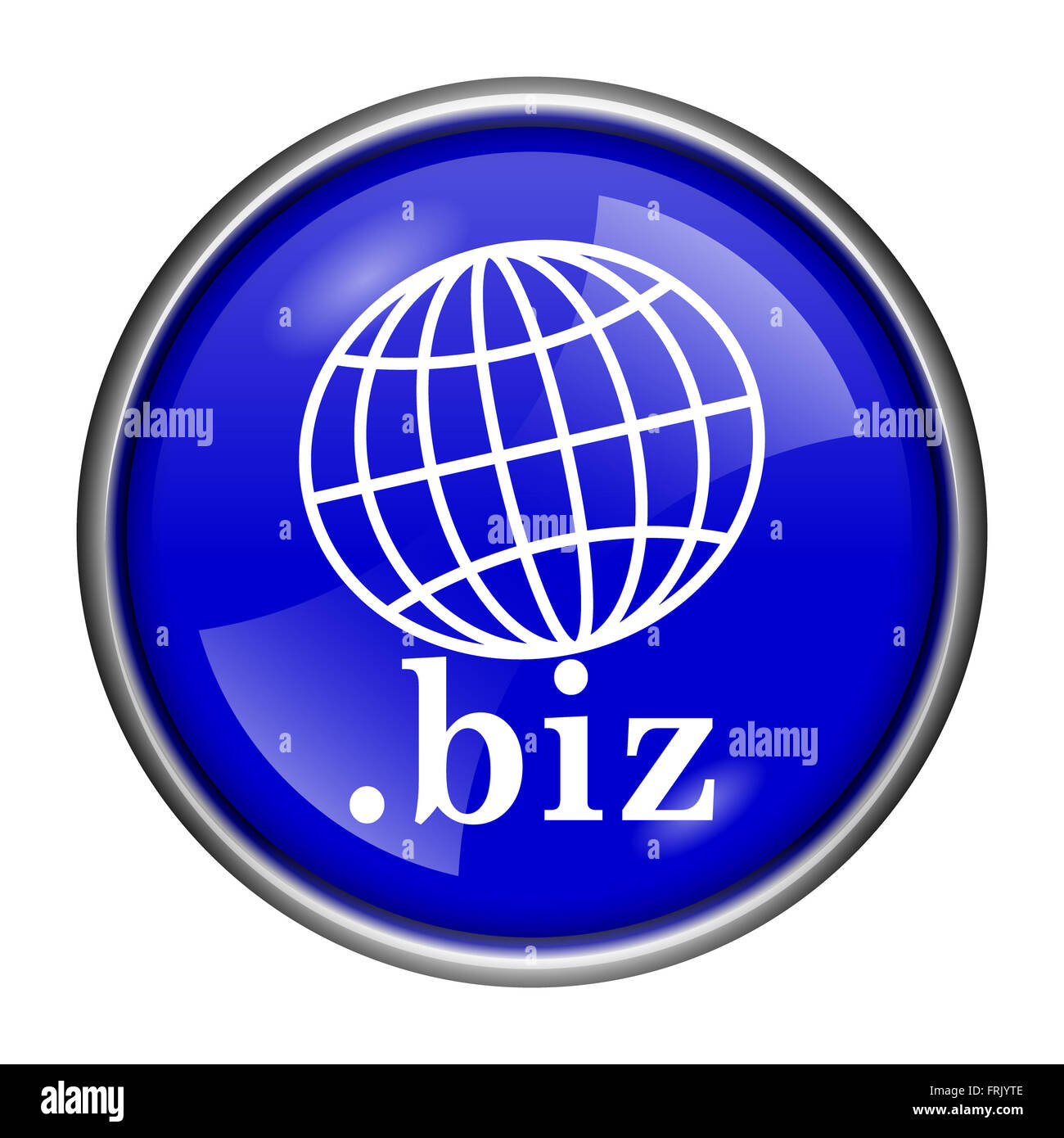 Blue shiny glossy icon on white background Stock Photo - Alamy
