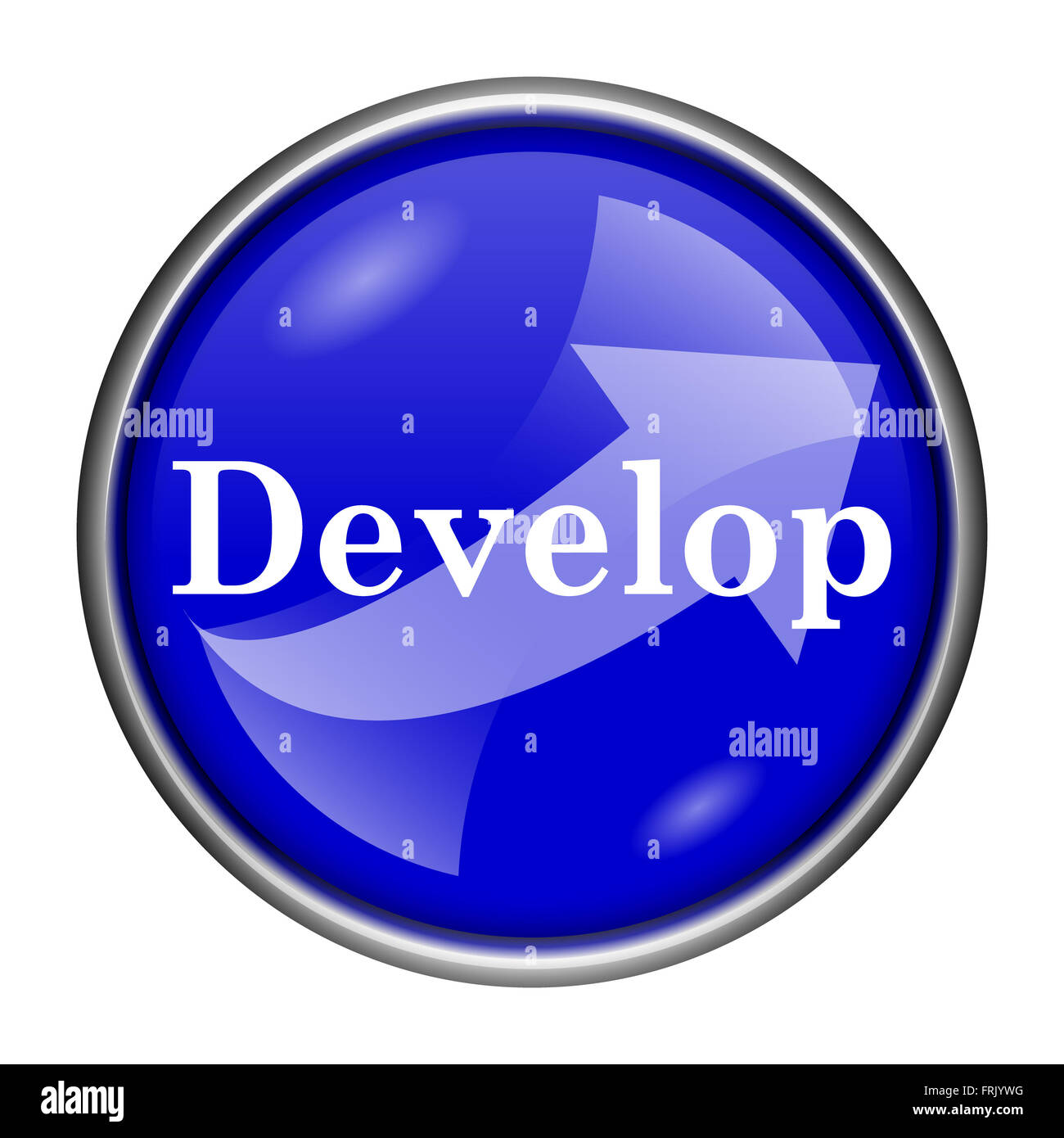 Blue shiny glossy icon on white background Stock Photo - Alamy