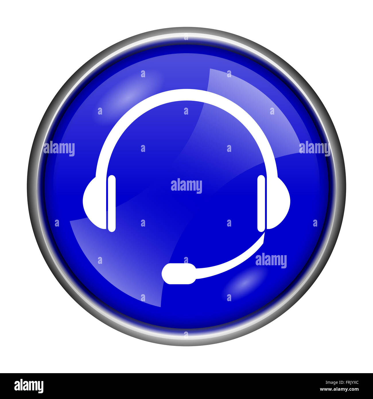 Blue shiny glossy icon on white background Stock Photo - Alamy