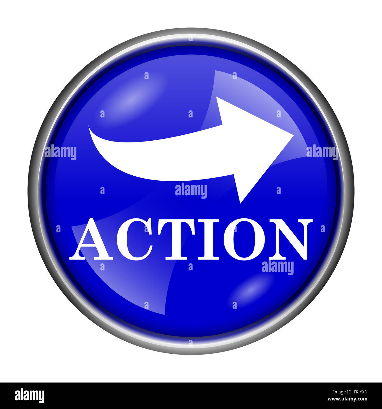Blue shiny glossy icon on white background Stock Photo - Alamy