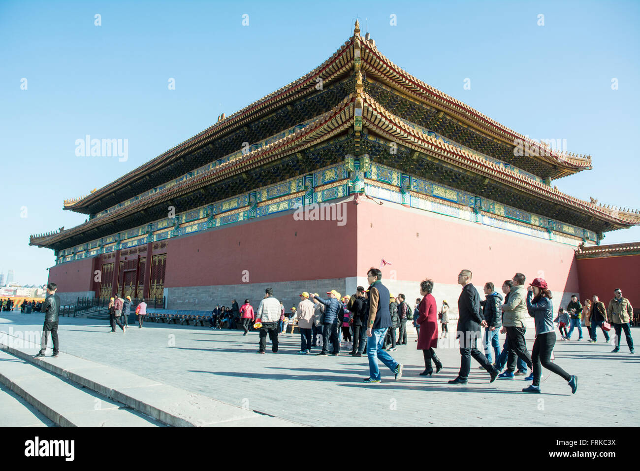 The Forbidden City, Beijing, China, Sunday, 13 March, 2016. Tourists ...