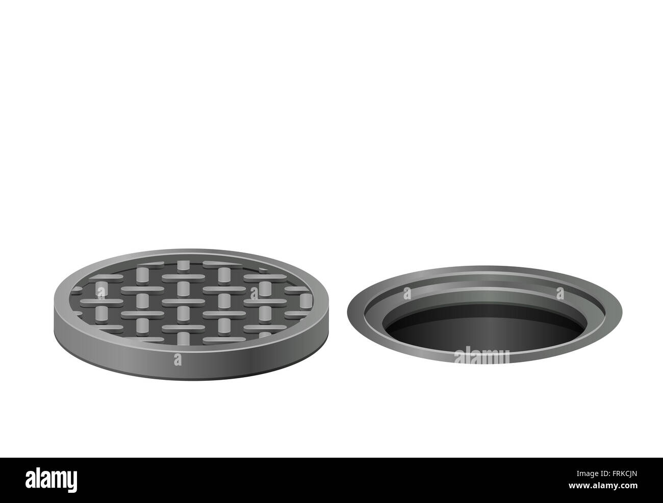 Open manhole with cover on the side Stock Photo - Alamy