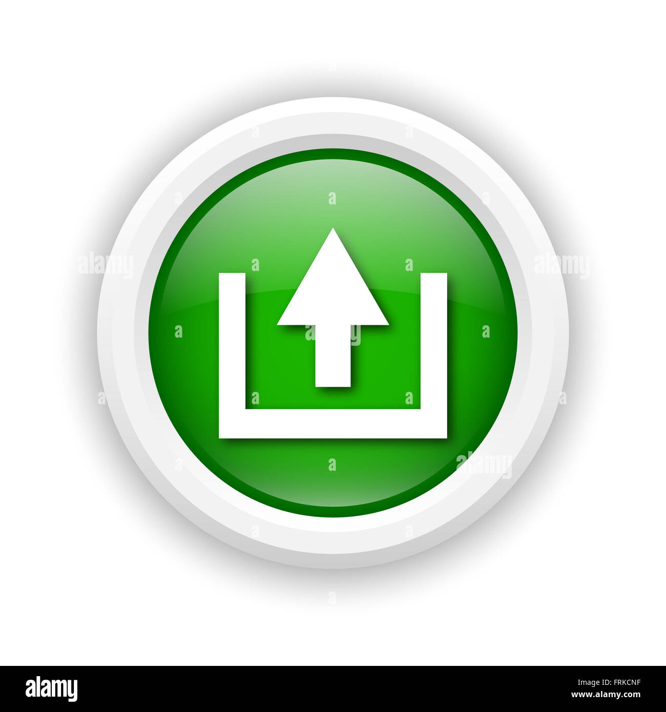 Round plastic icon with white design on green background Stock Photo ...
