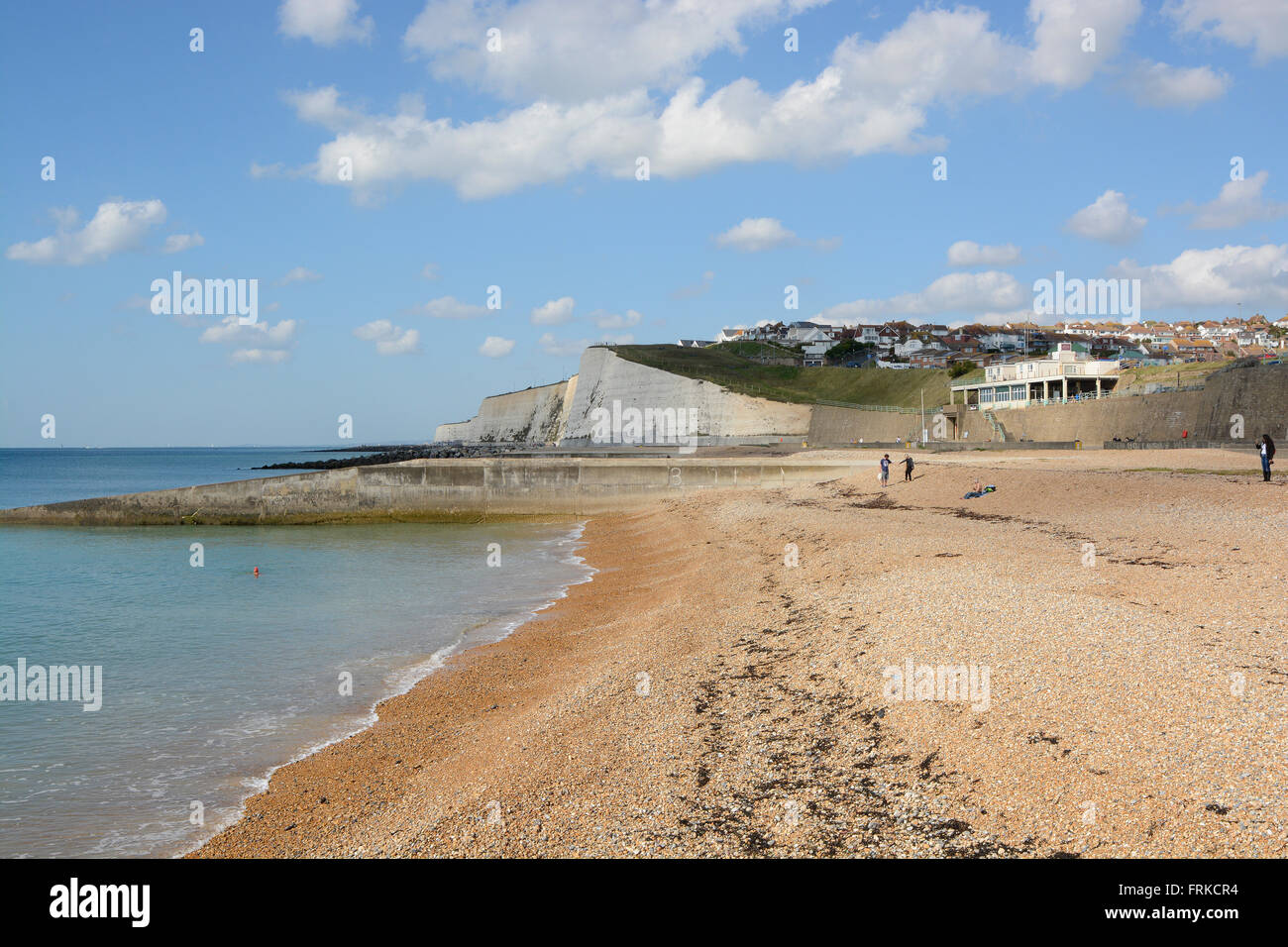Seafront and cliffs at Rottingdean near Brighton, East Sussex, England ...