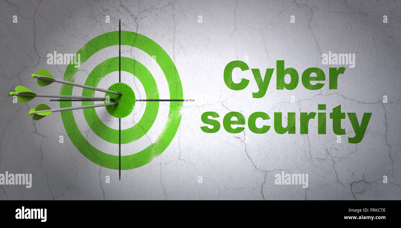 Protection concept: target and Cyber Security on wall background Stock ...