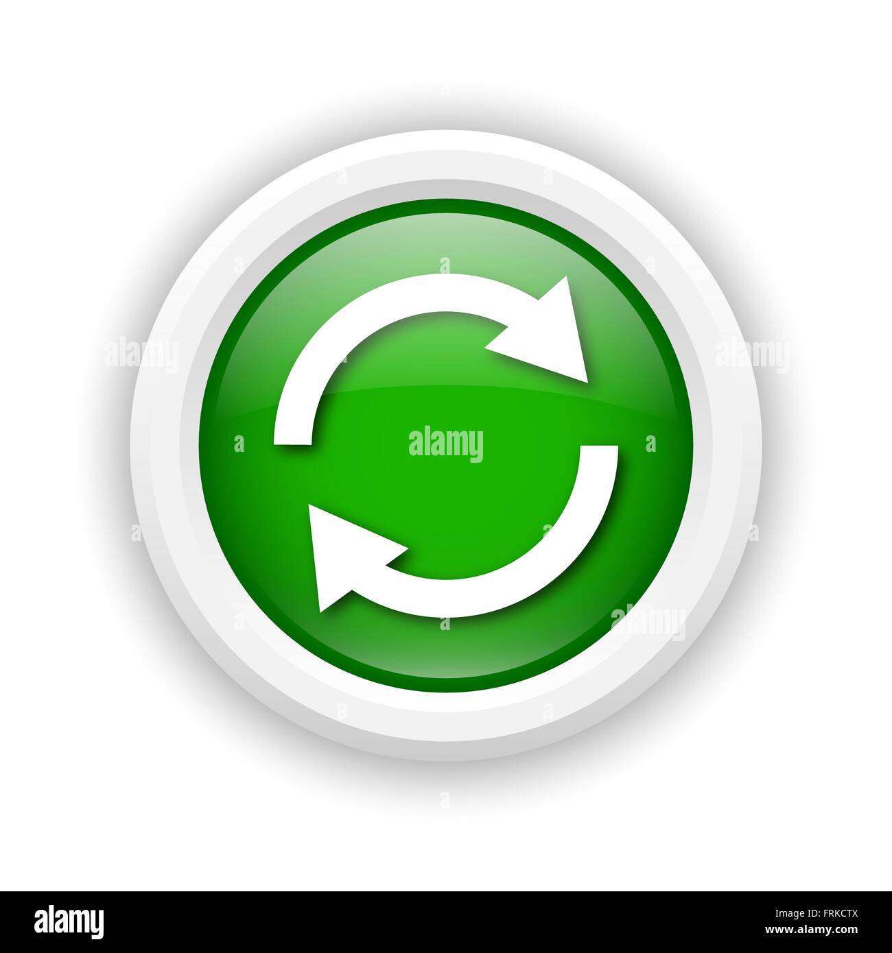 Round plastic icon with white design on green background Stock Photo ...