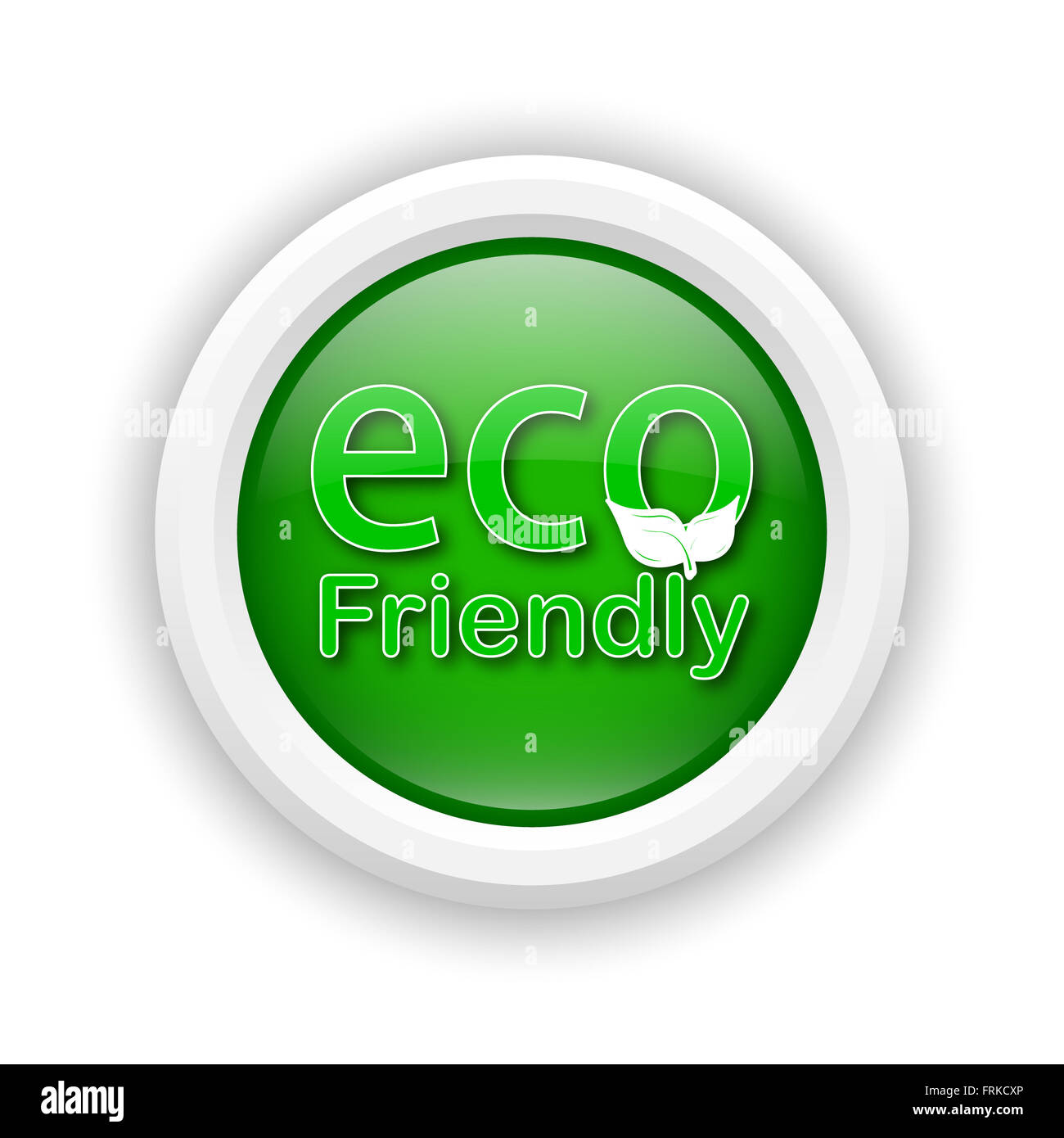 Round plastic icon with green and white design on green background ...