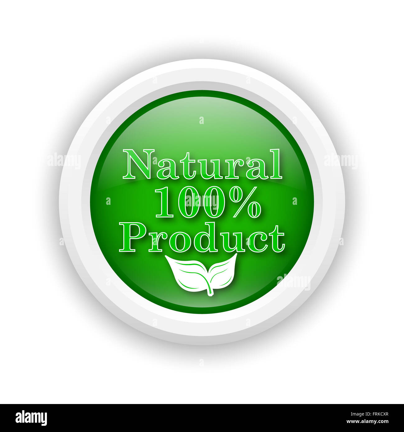 Round plastic icon with green and white design on green background ...