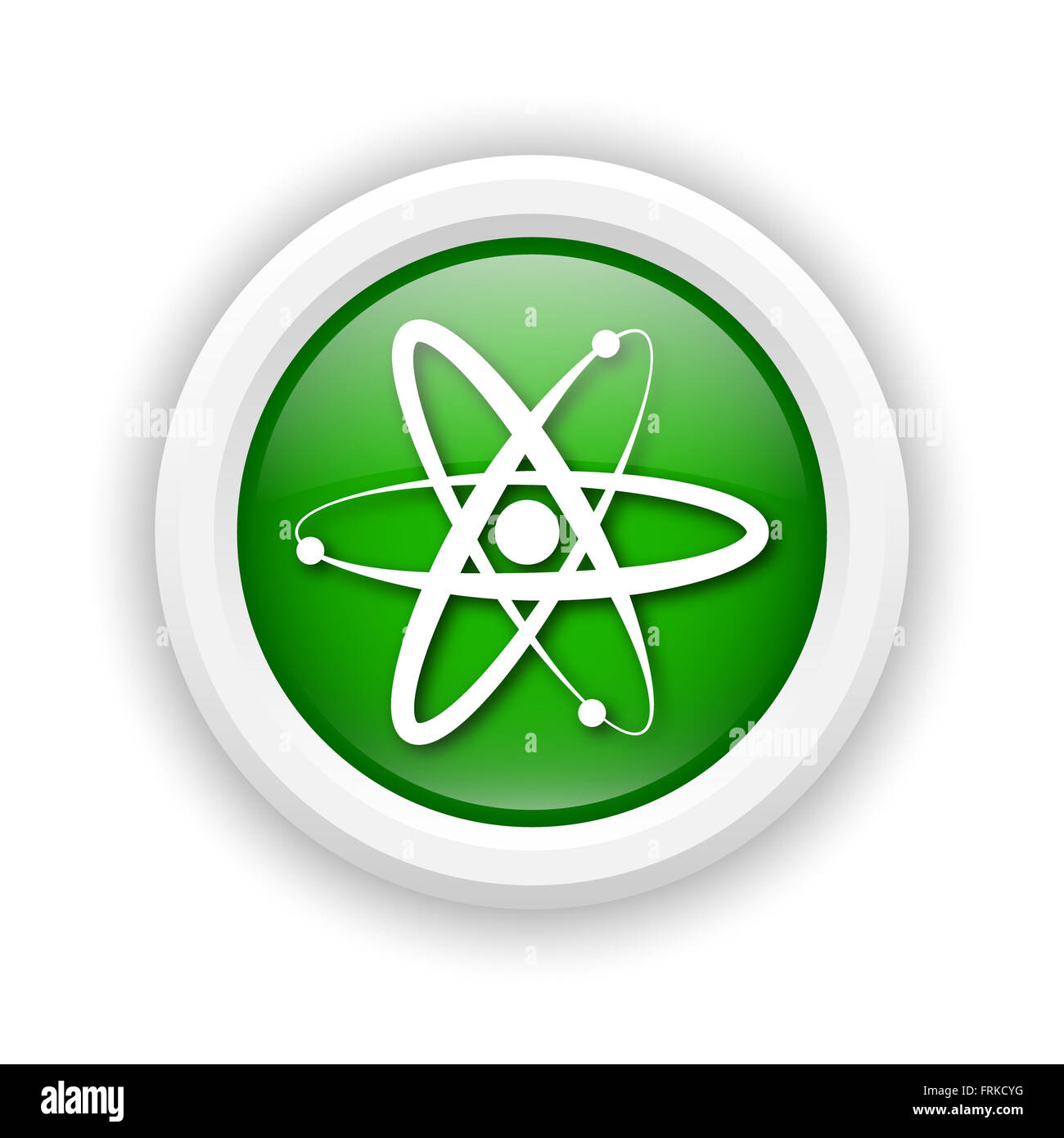 Round plastic icon with white design on green background Stock Photo ...