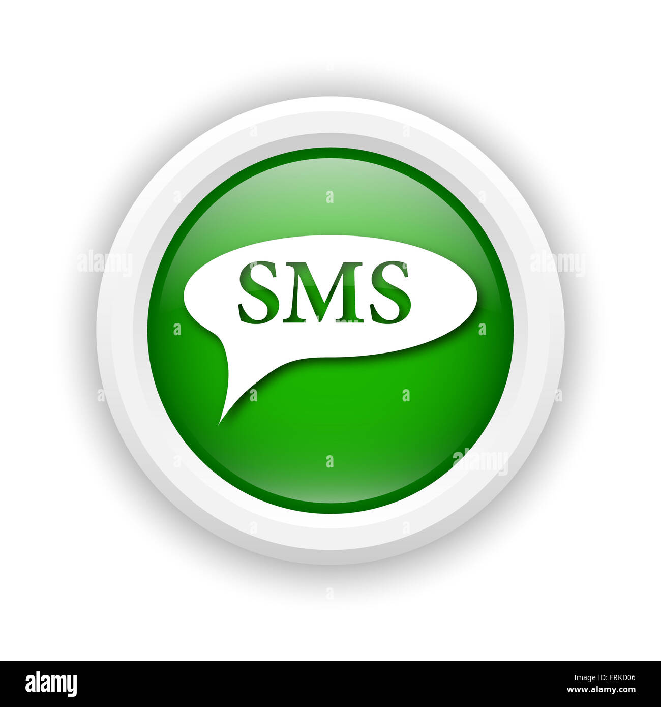 Round plastic icon with white design on green background Stock Photo ...