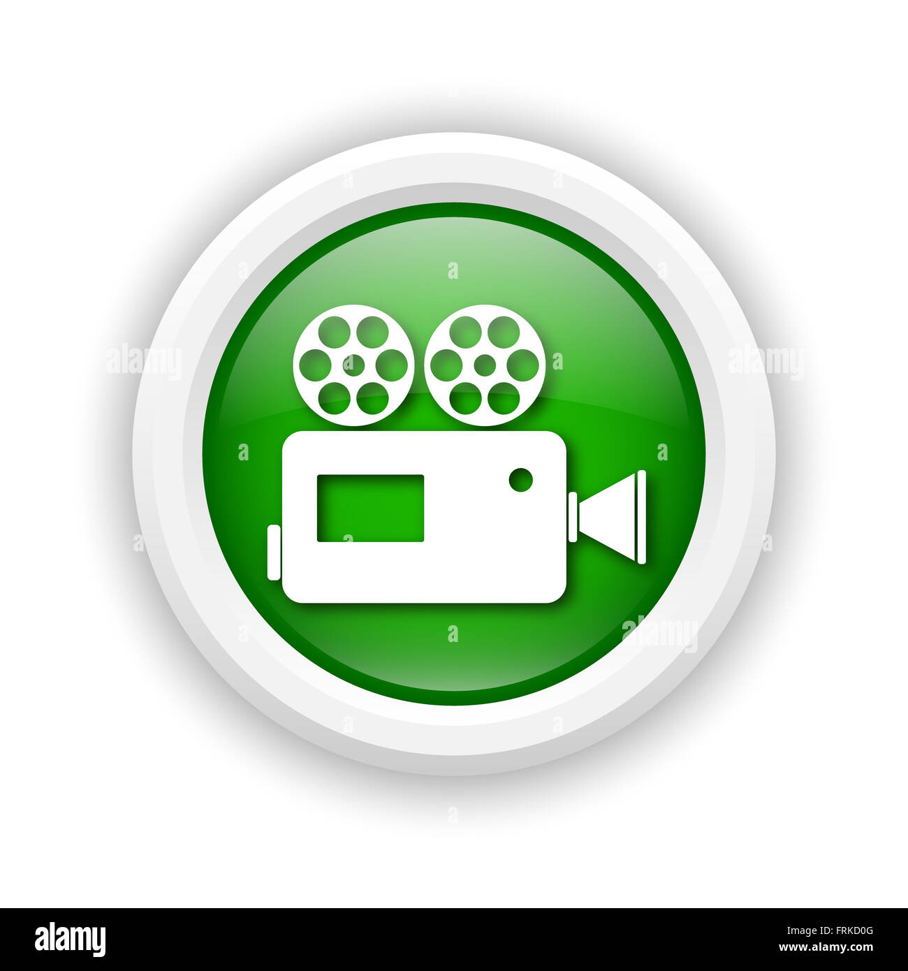 Round plastic icon with white design on green background Stock Photo ...