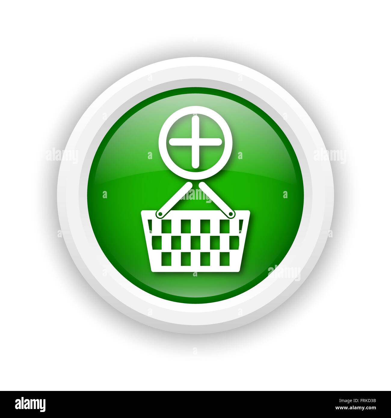 Round plastic icon with white design on green background Stock Photo ...