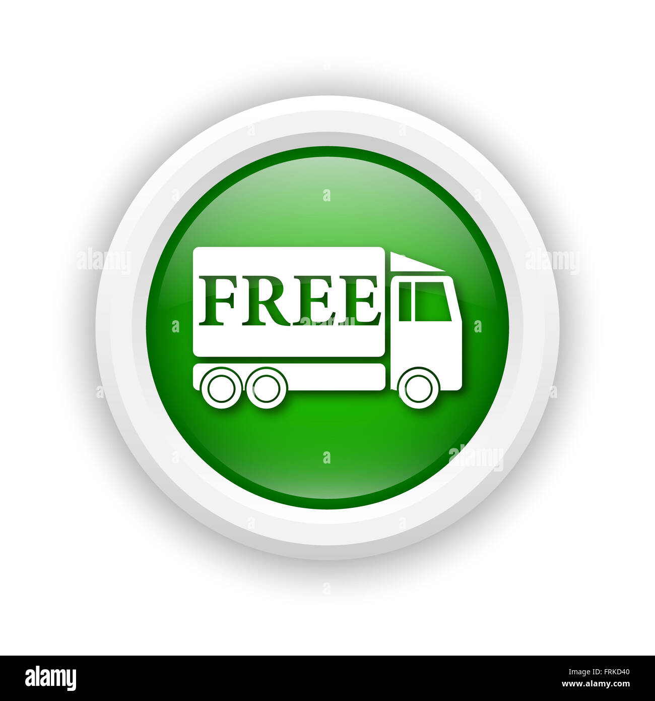 Round plastic icon with white design on green background Stock Photo ...