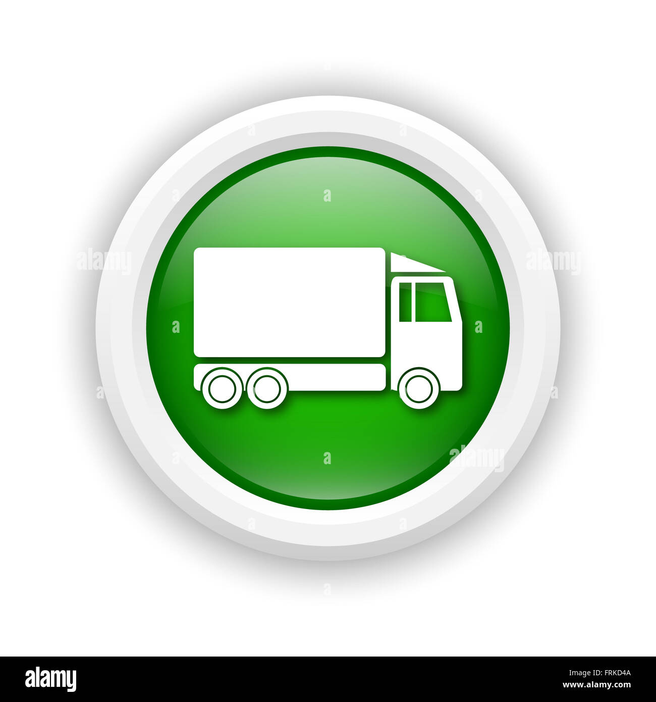 Round plastic icon with white design on green background Stock Photo ...