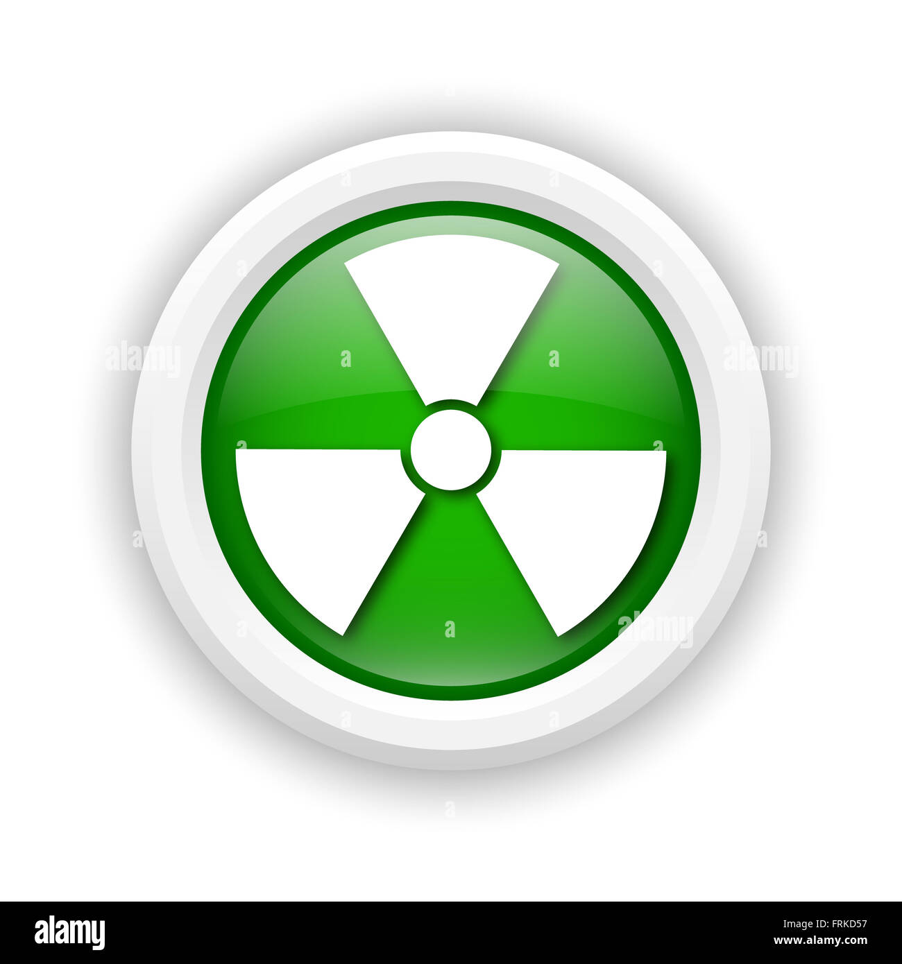 Round plastic icon with white design on green background Stock Photo ...
