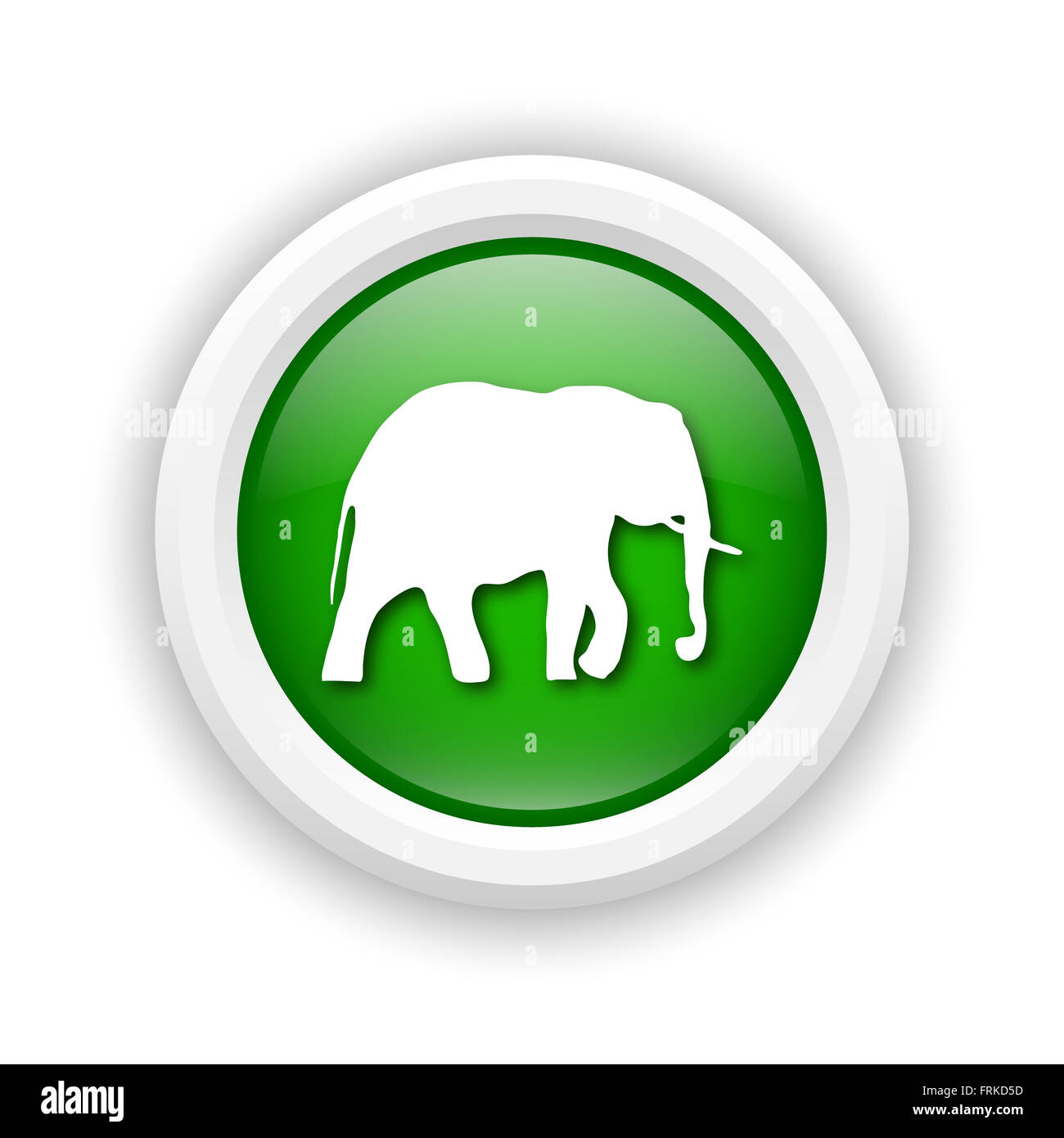 Round plastic icon with white design on green background Stock Photo ...