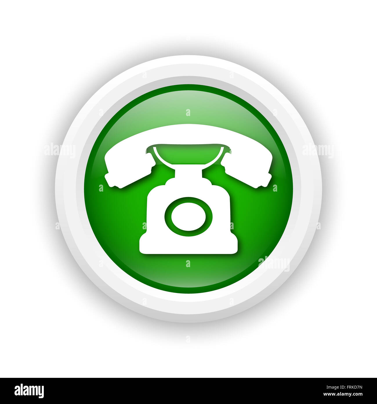 Round plastic icon with white design on green background Stock Photo ...