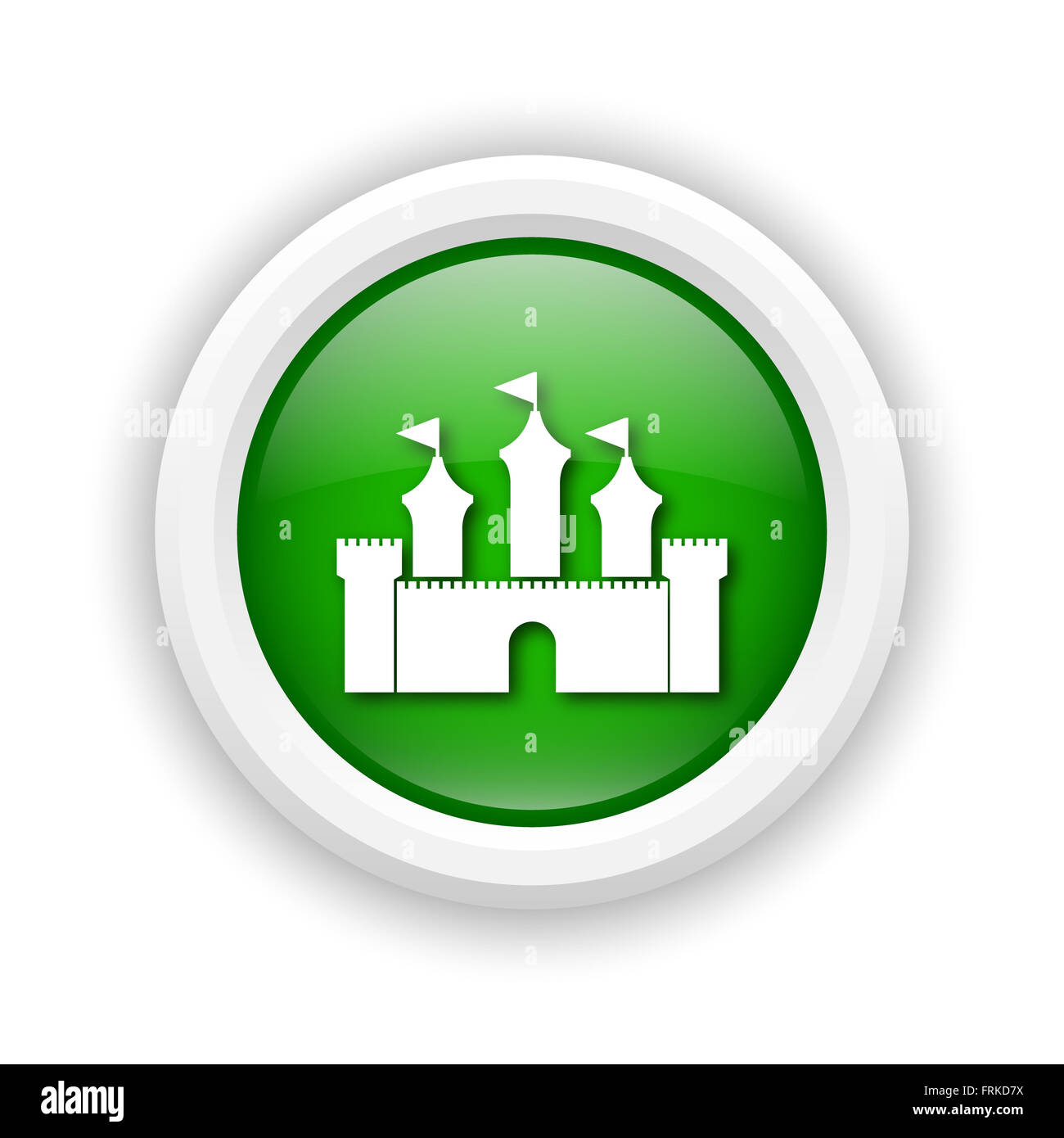 Round plastic icon with white design on green background Stock Photo ...