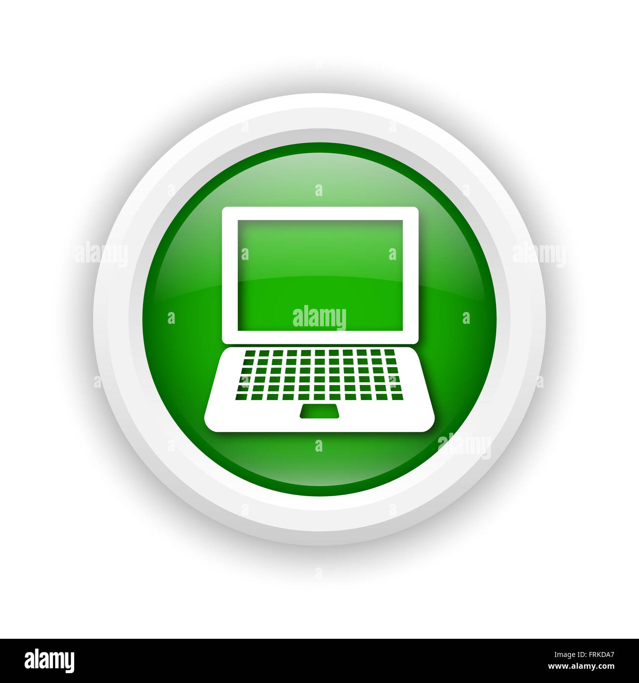 Round plastic icon with white design on green background Stock Photo ...