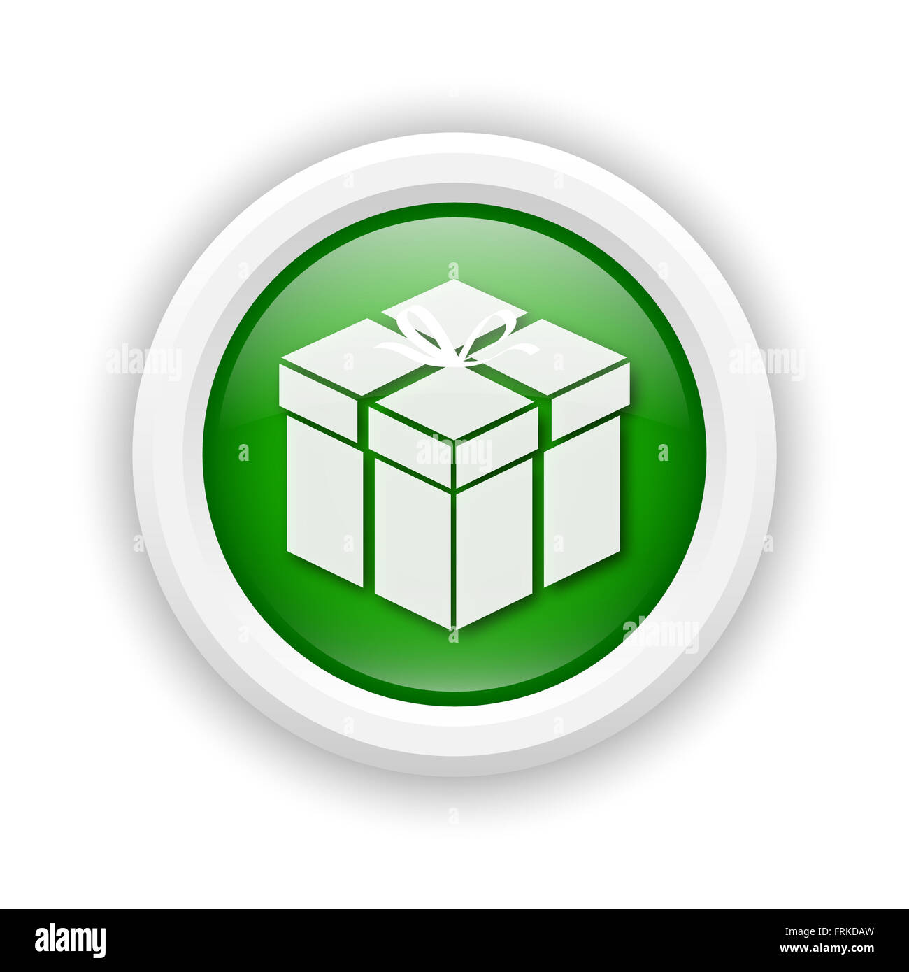 Round plastic icon with white design on green background Stock Photo ...