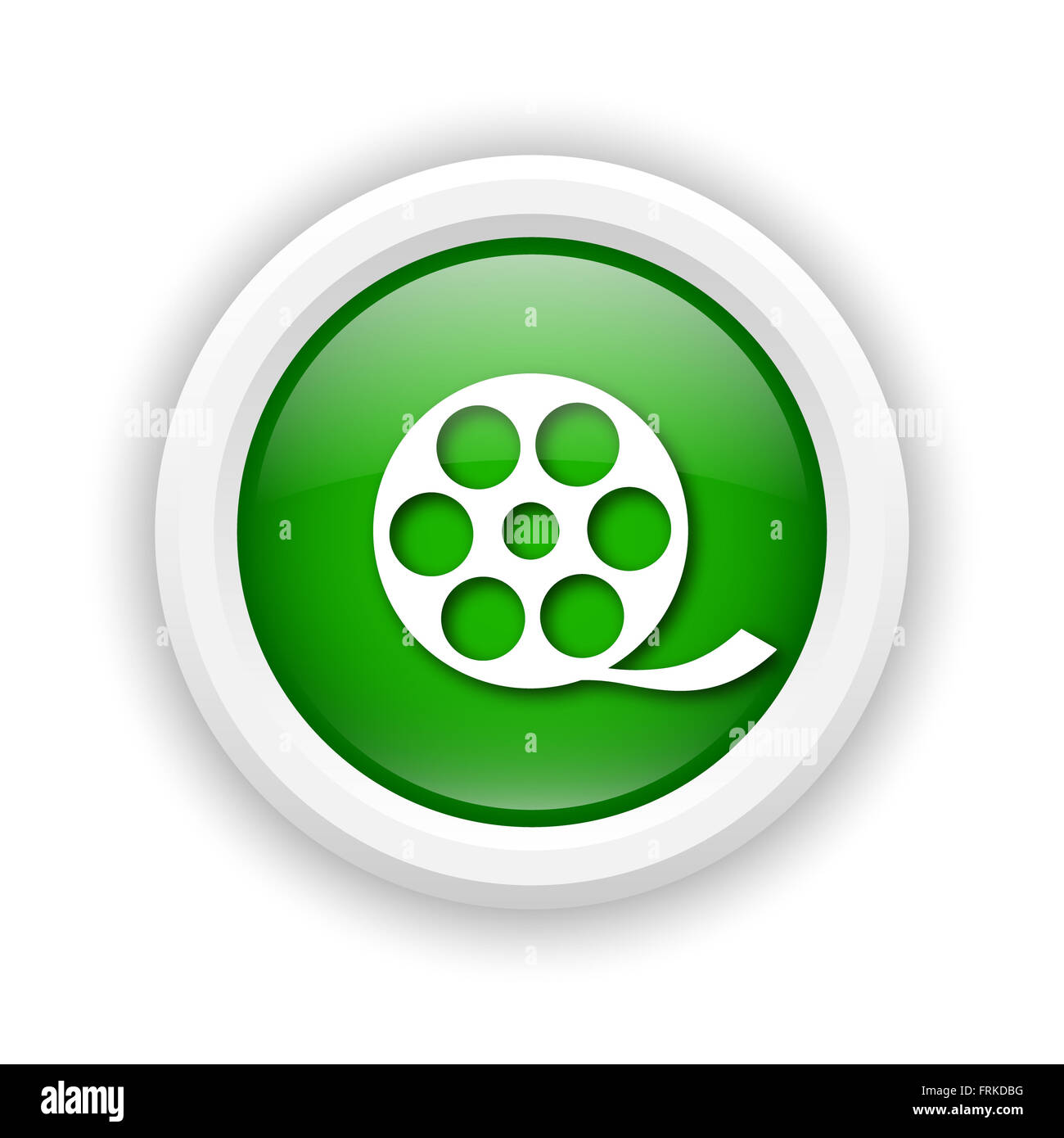 Round plastic icon with white design on green background Stock Photo ...