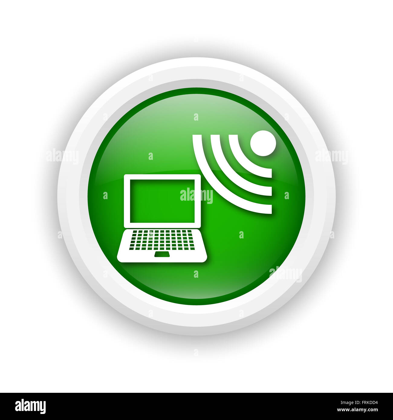 Round plastic icon with white design on green background Stock Photo ...