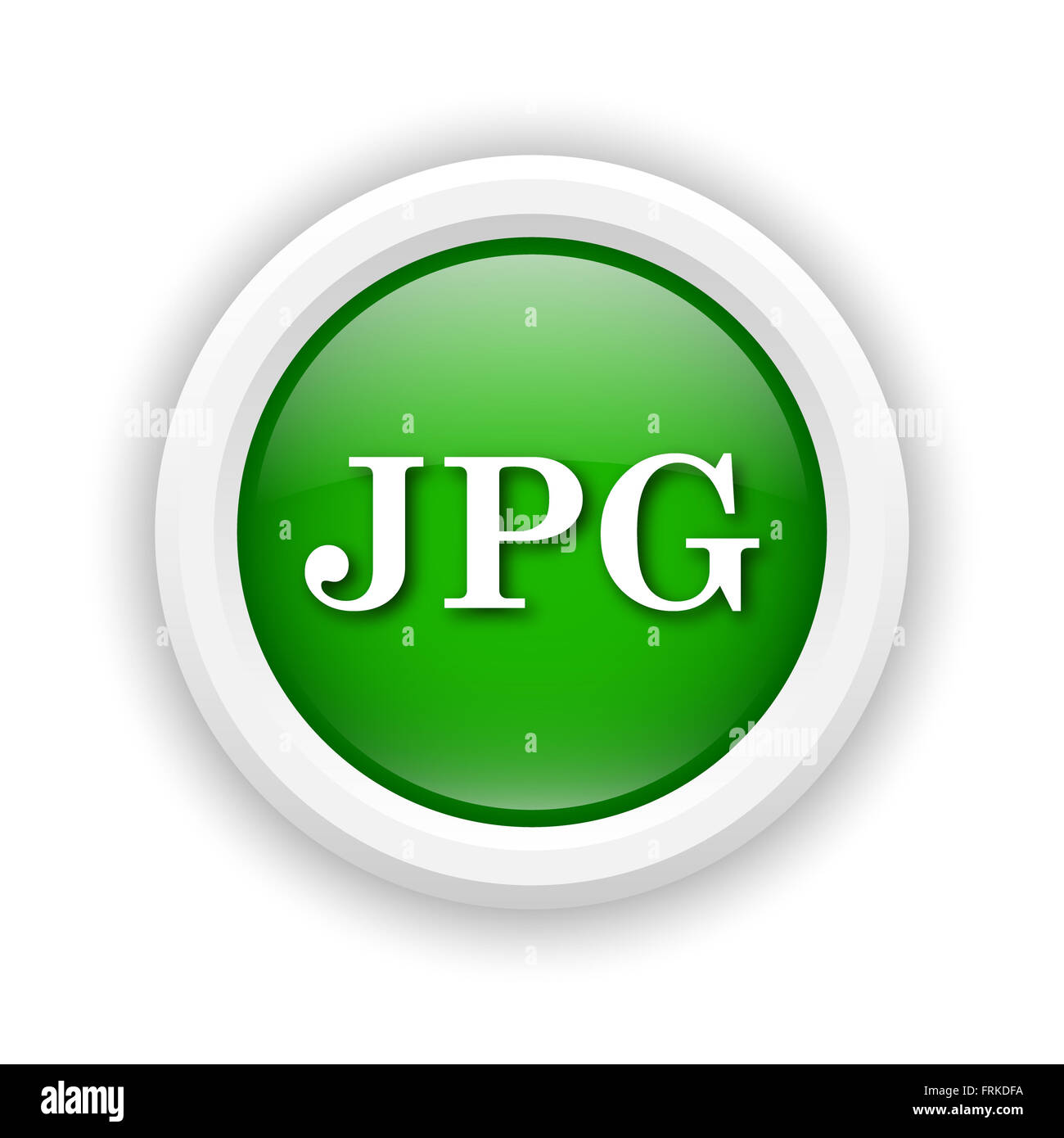Round plastic icon with white design on green background Stock Photo ...