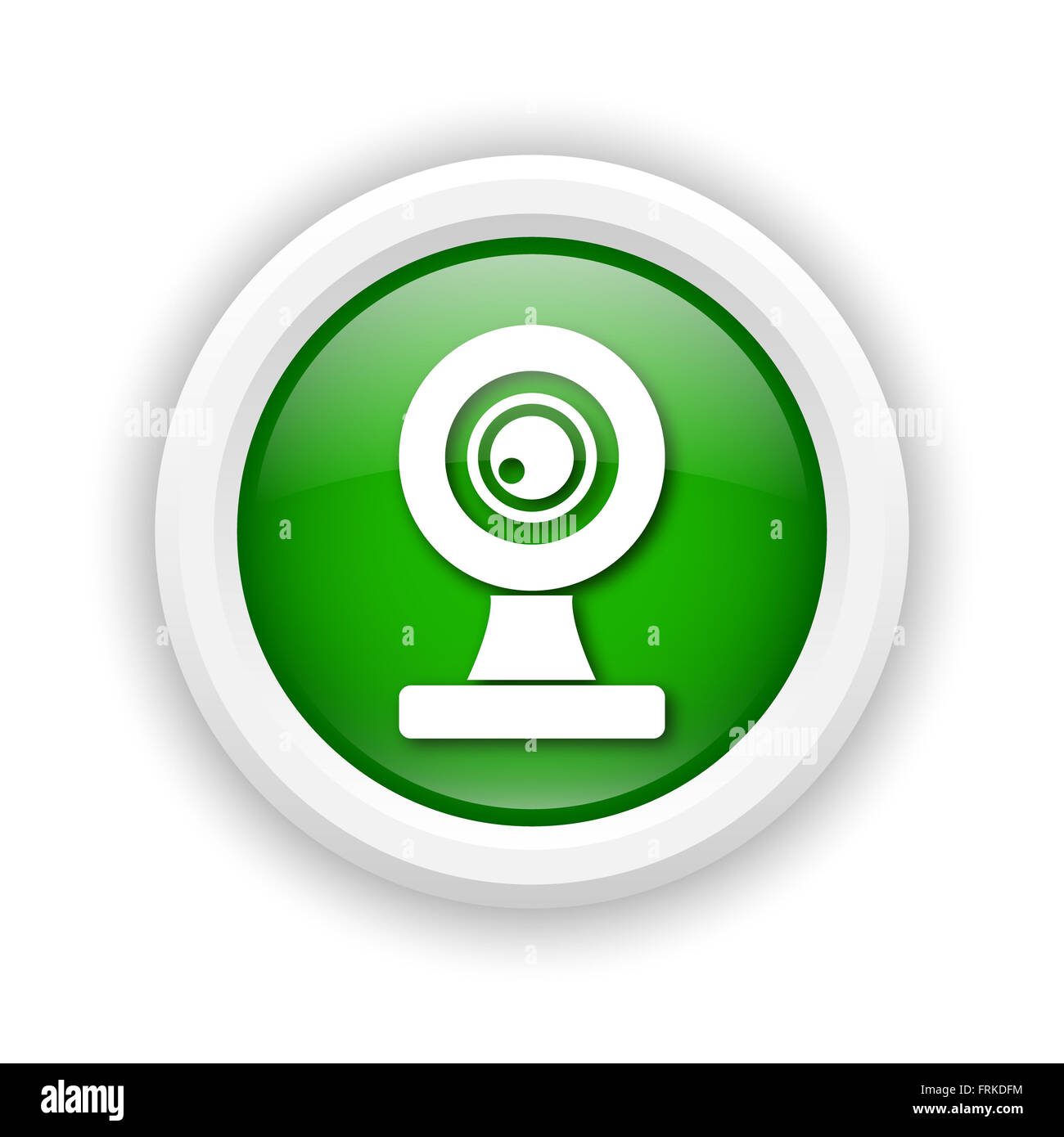 Round plastic icon with white design on green background Stock Photo ...