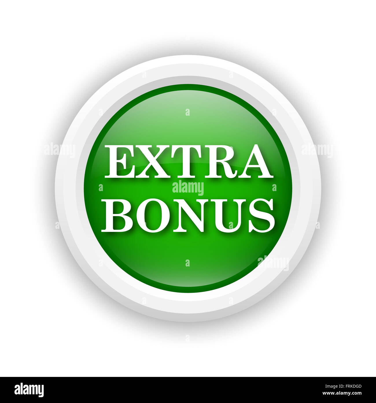 Round plastic icon with white design on green background Stock Photo ...