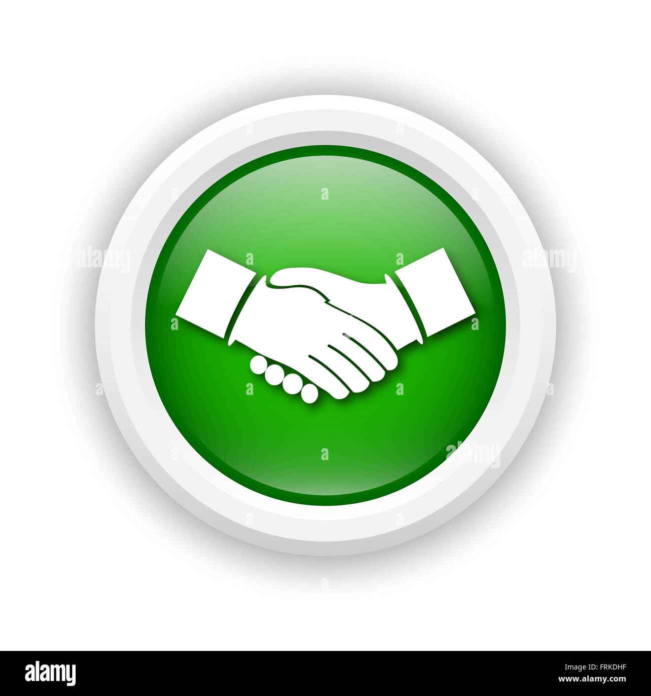 Round plastic icon with white design on green background Stock Photo ...