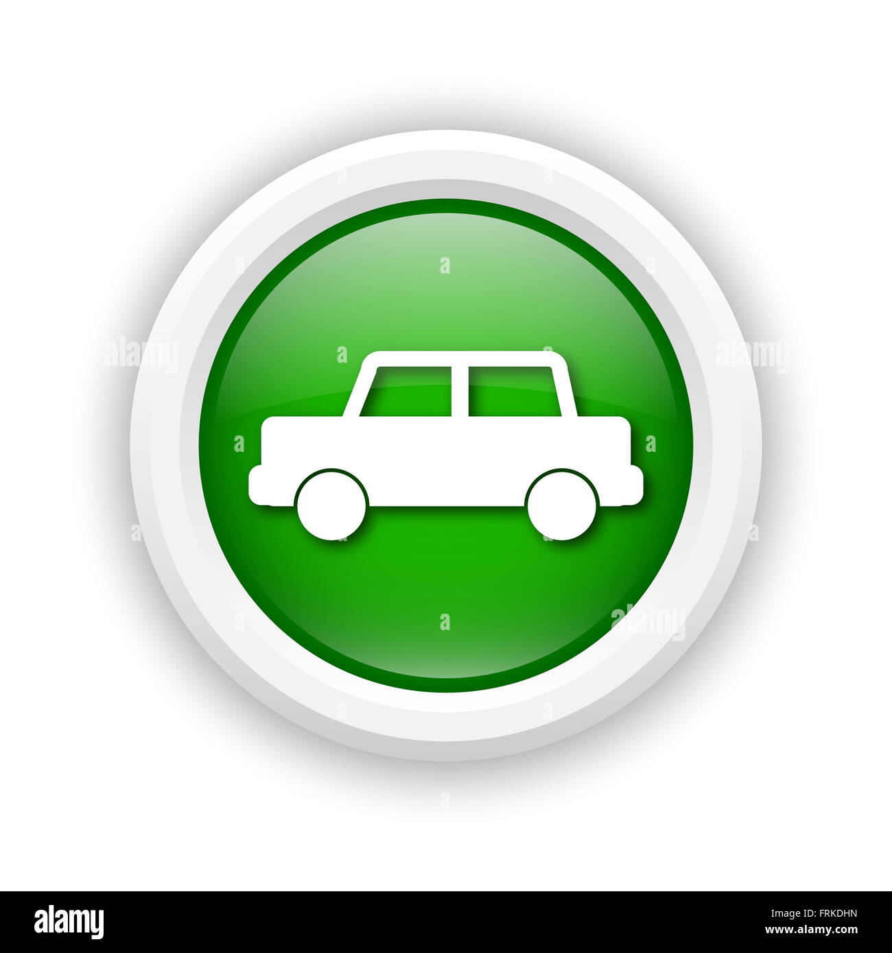 Round plastic icon with white design on green background Stock Photo ...