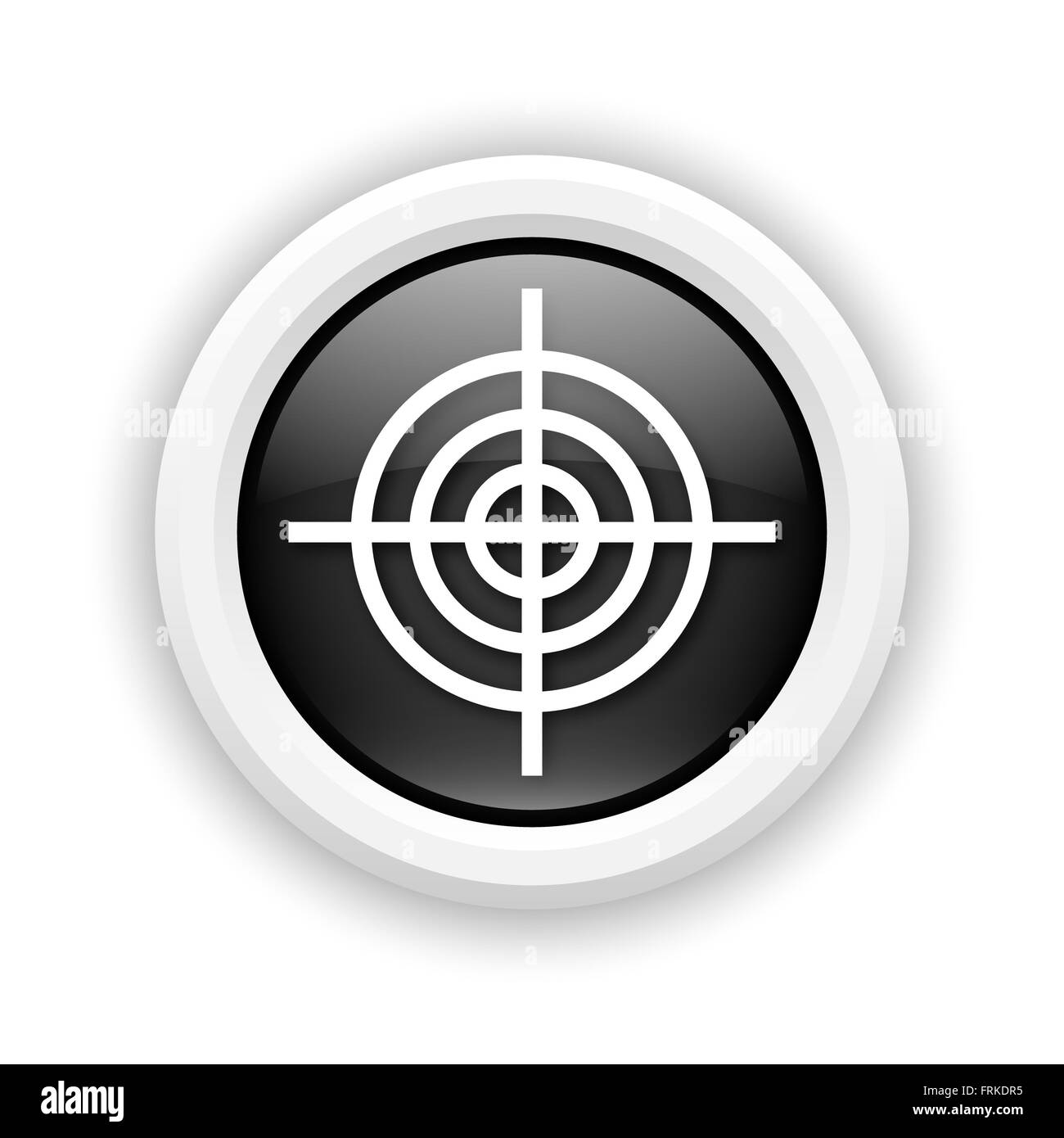 Round plastic icon with white design on black background Stock Photo ...
