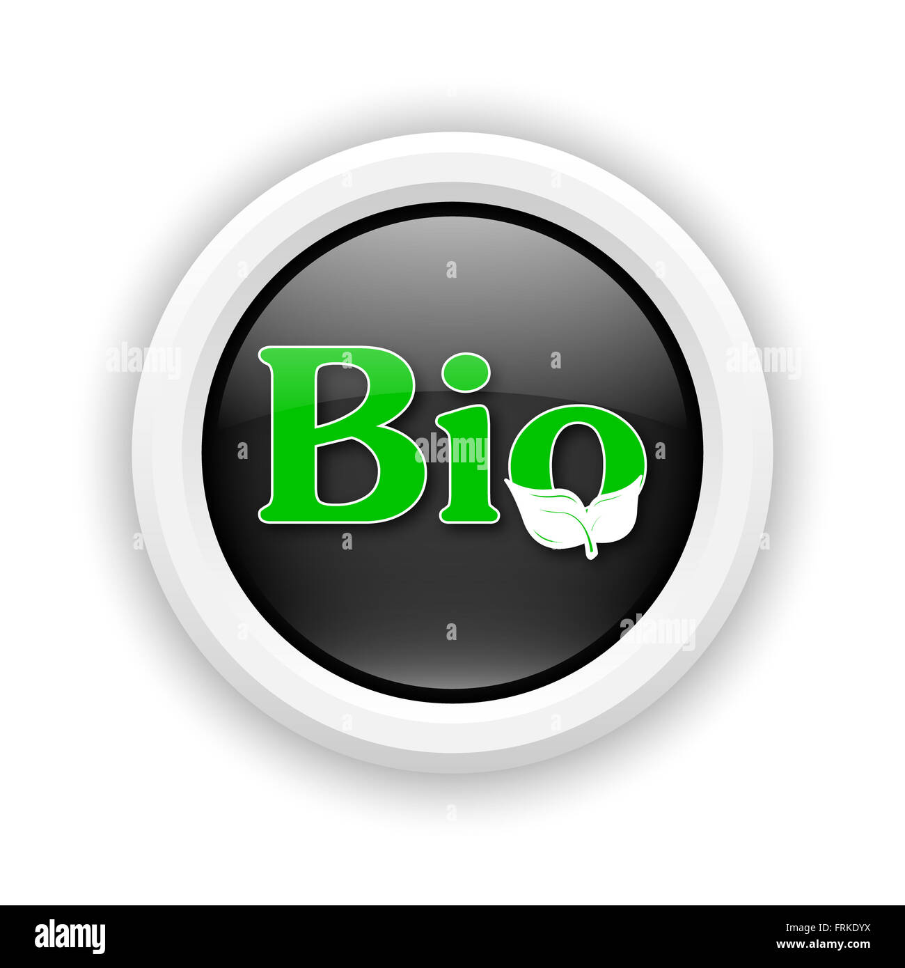Round plastic icon with green design on black background Stock Photo ...