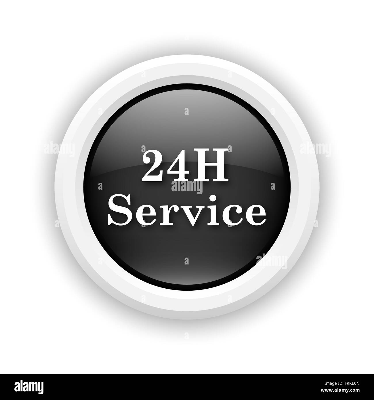 Round plastic icon with white design on black background Stock Photo ...