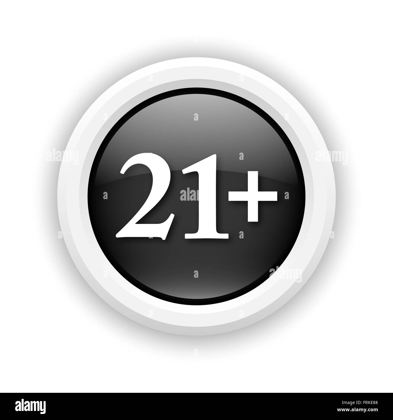 Round plastic icon with white design on black background Stock Photo ...