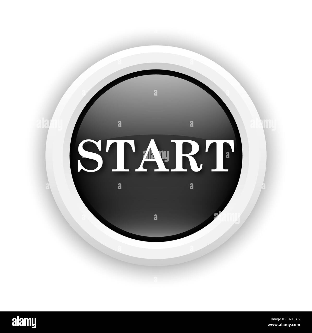 Round plastic icon with white design on black background Stock Photo ...