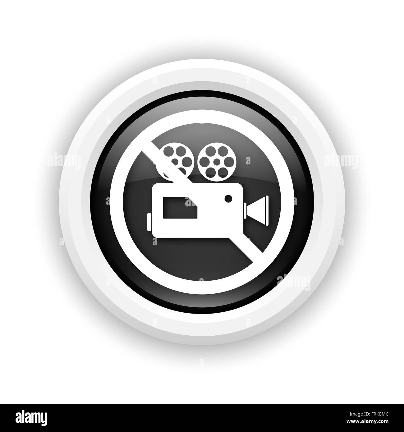 Round plastic icon with white design on black background Stock Photo ...