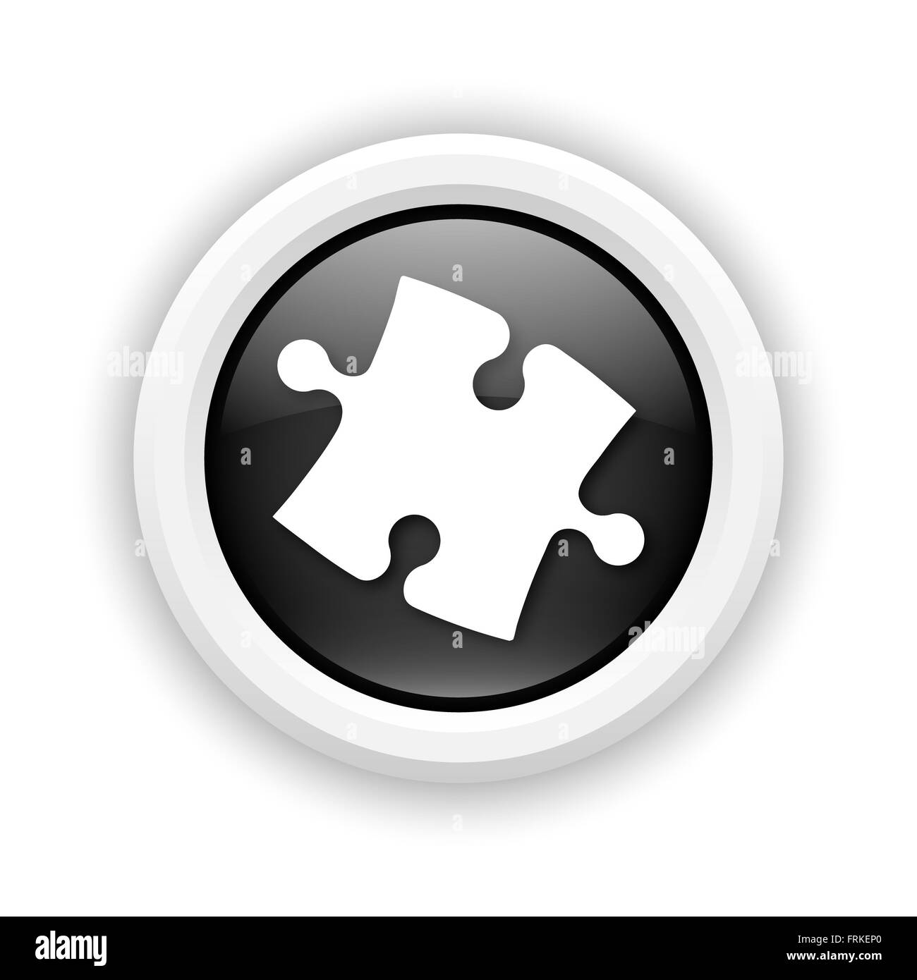 Round plastic icon with white design on black background Stock Photo ...
