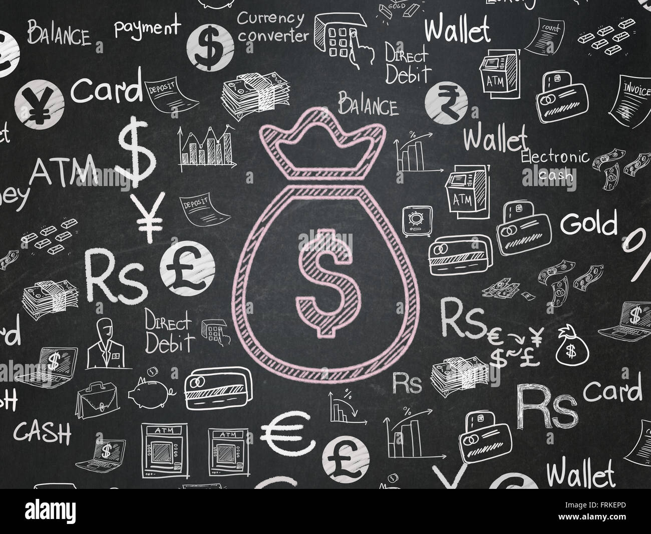 Money concept: Money Bag on School Board background Stock Photo - Alamy